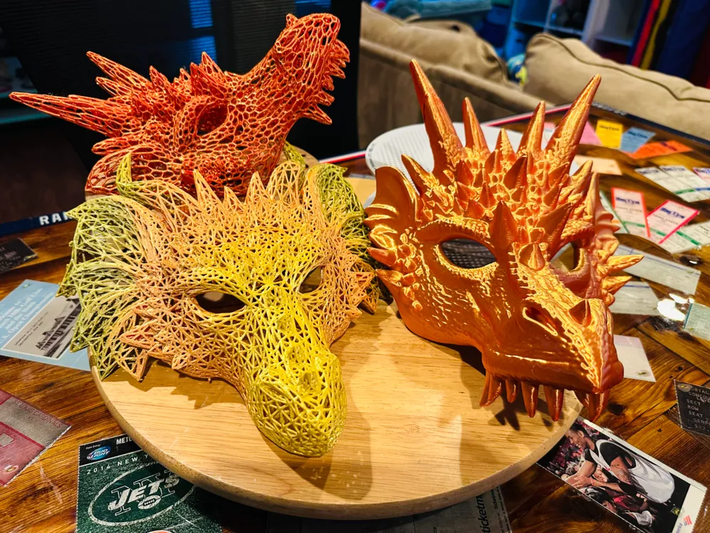 Wingy and Spiky Dragon Masks! Solid and Voronoi by tsandome MakerWorld ...