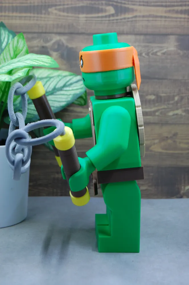 Ninja Turtle Brick - Michelangelo (500%) - Free 3D Print Model - MakerWorld
