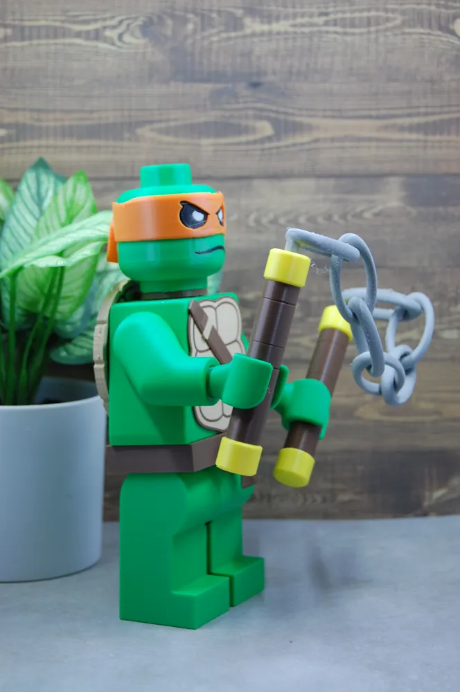 Ninja Turtle Brick - Michelangelo (500%) - Free 3D Print Model - MakerWorld