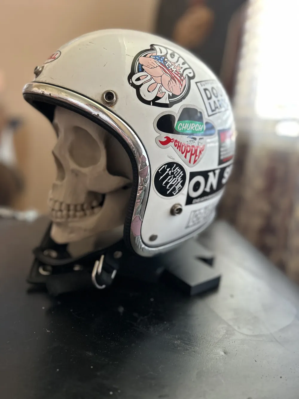 Desktop or wall mount Skull helmet stand - Free 3D Print Model - MakerWorld