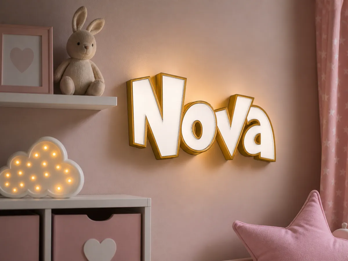 Custom 3D LED Lightbox Sign - "Nova" - Free 3D Print Model - MakerWorld