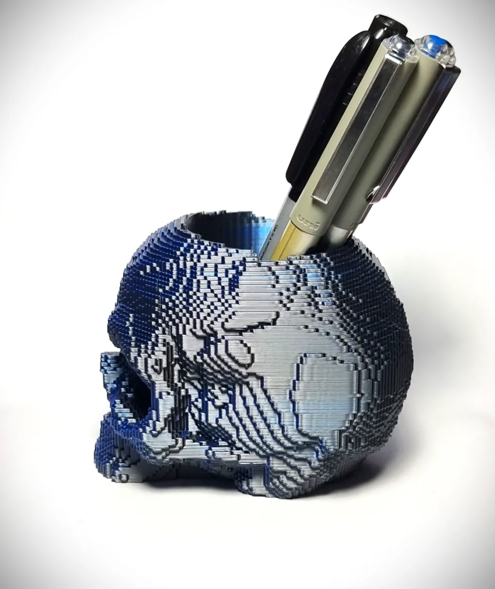 8bit Skull Pen Holder by OverhangOverlord - MakerWorld