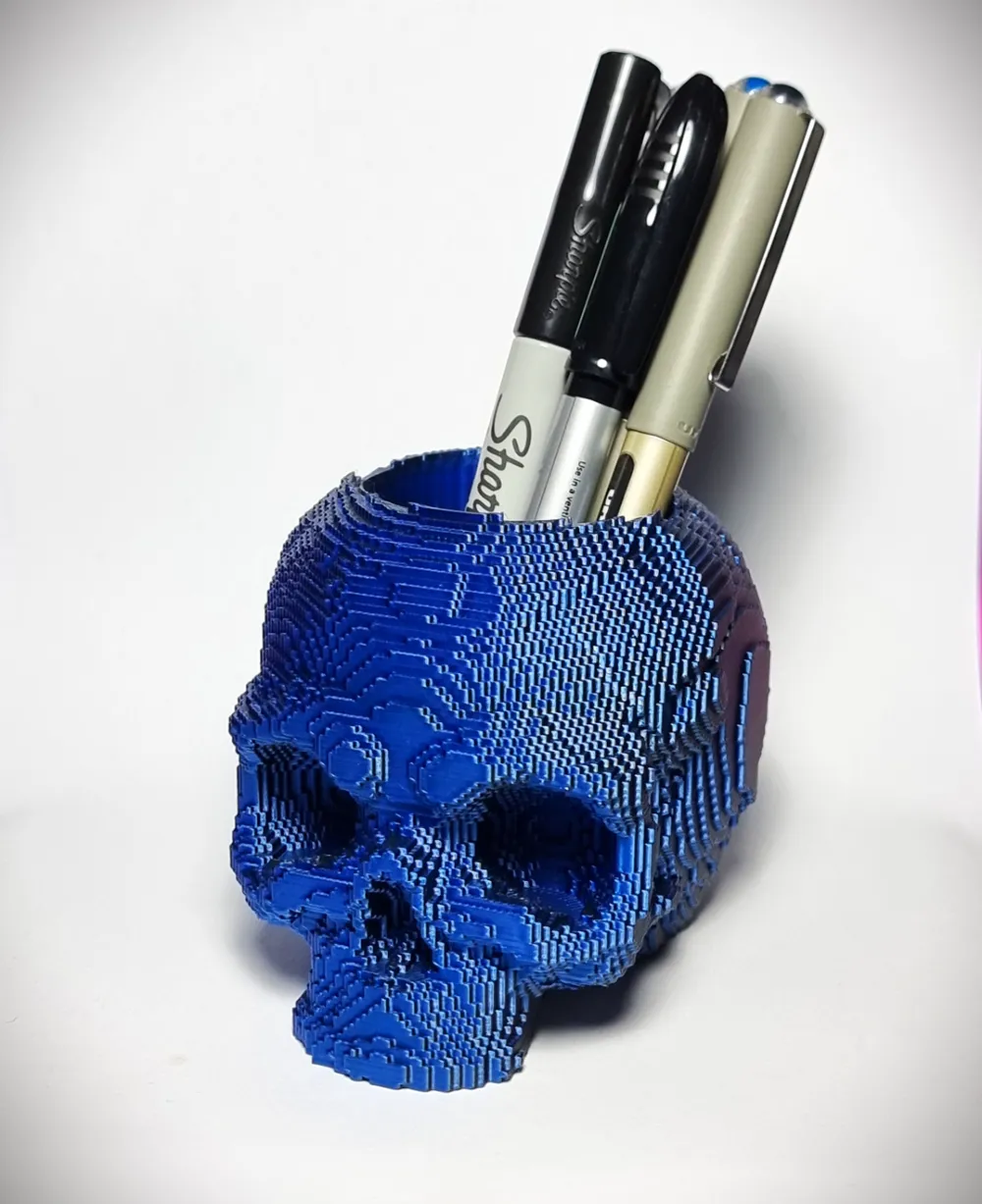 8bit Skull Pen Holder by OverhangOverlord - MakerWorld