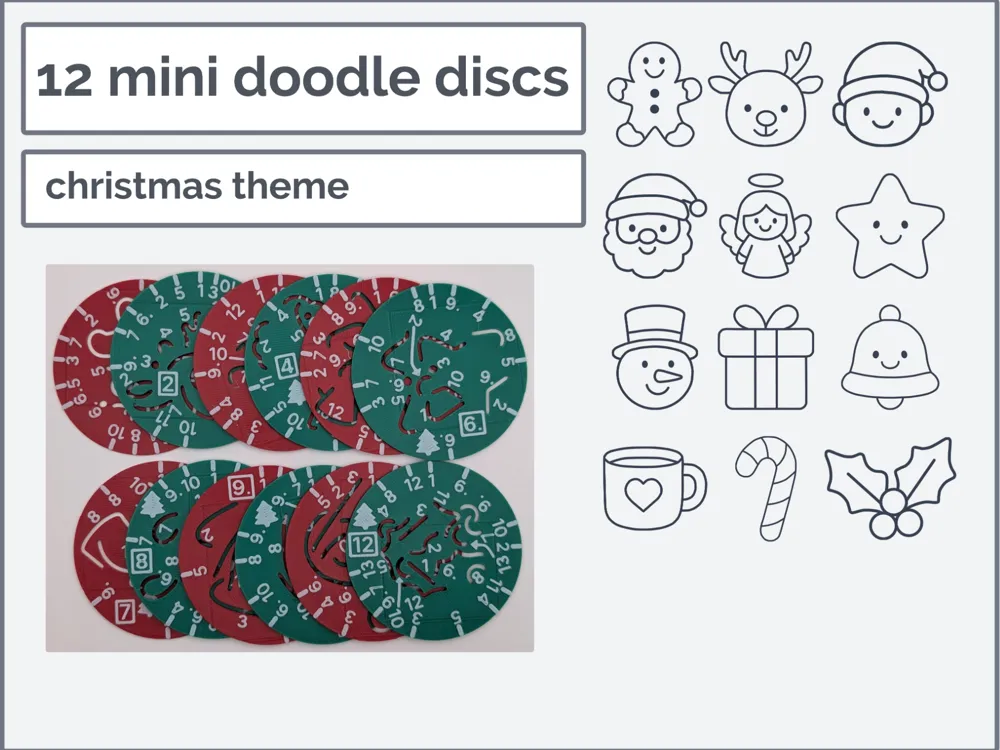 Doodle Disc Christmas Tiny Set - Free 3D Print Model - MakerWorld