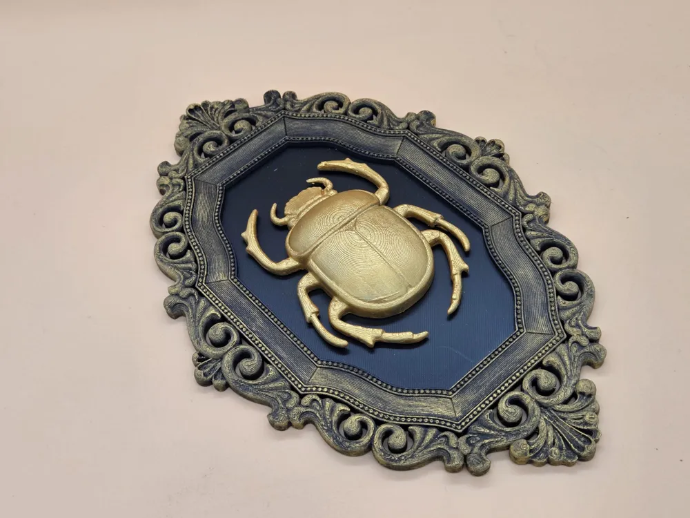 Decorative Scarab in an antique ornamental frame - Free 3D Print Model ...