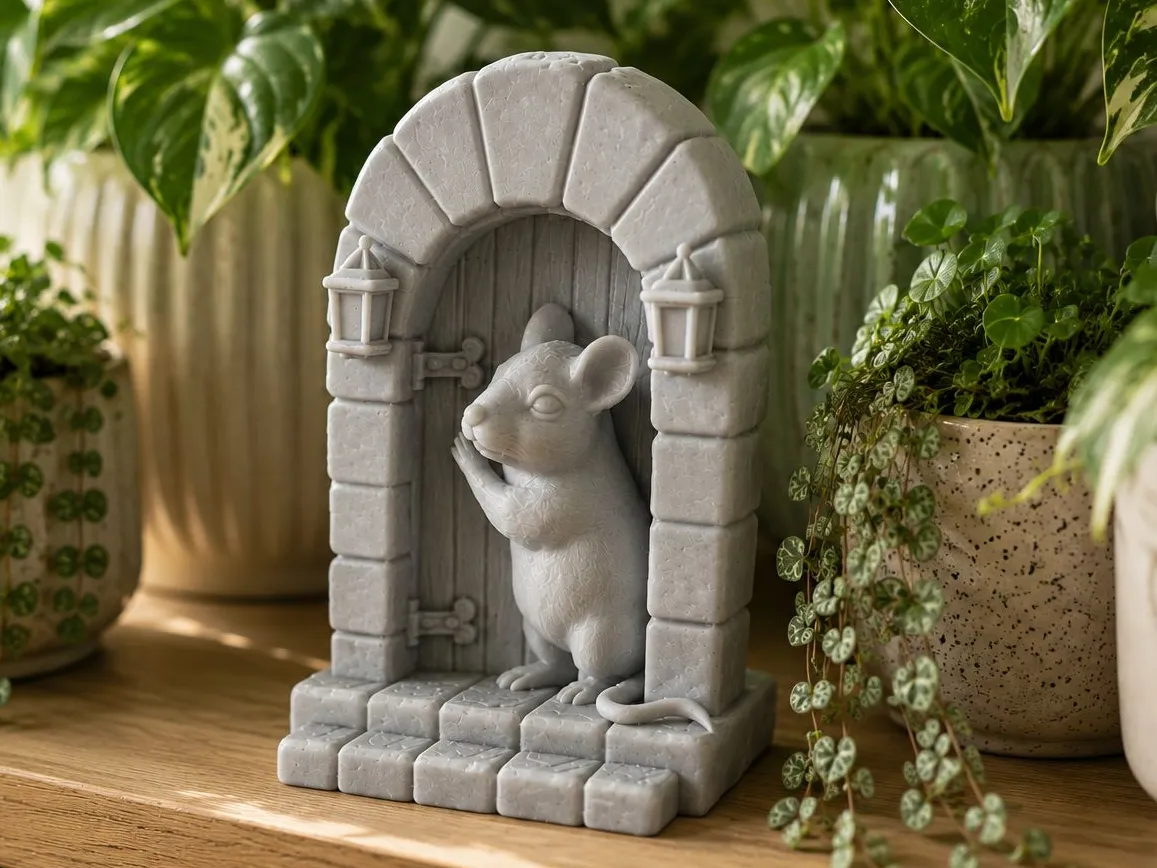 Little Mouse at the Door Cozy Fantasy Decor - Free 3D Print Model ...
