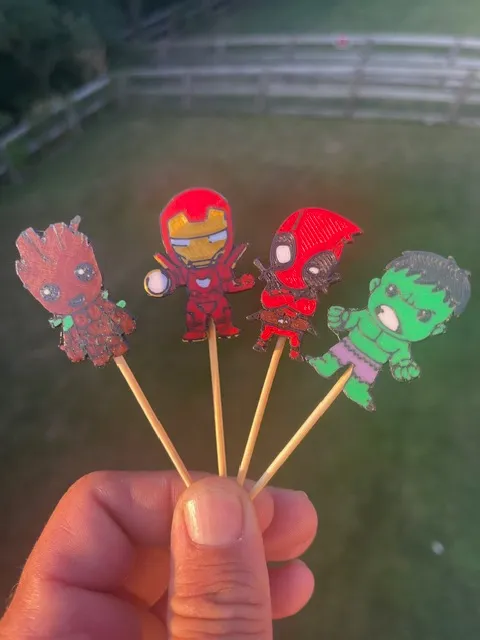Superhero Toothpick Toppers by Websters Creations - MakerWorld