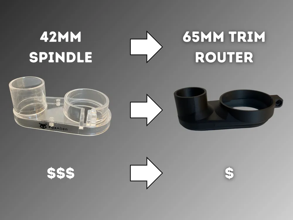 FoxAlien CNC Router Dust Shoe Adapter 42mm to 65mm by FallDamage ...