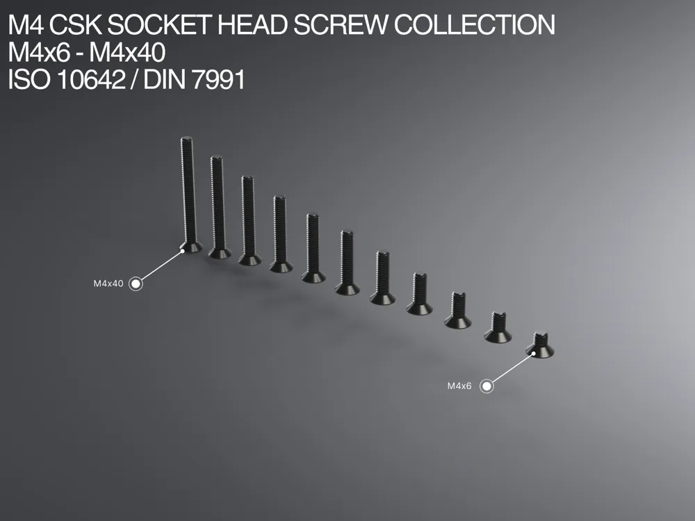 M4 CSK Socket Head Screw Collection M4x6-M4x40 by Tycho Design - MakerWorld