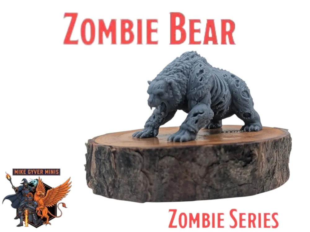 DnD TTRPG Zombie Bear Miniature - Free 3D Print Model - MakerWorld