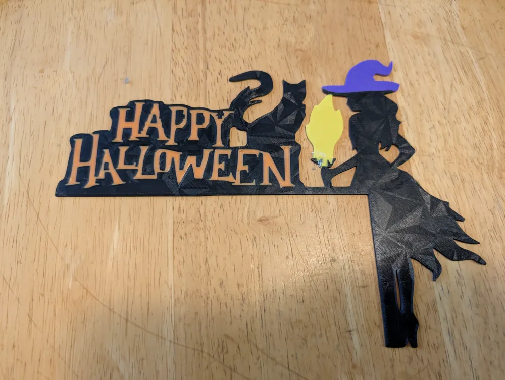 Halloween Witch with Cat Door Corner Decor by sidbarret007 - MakerWorld
