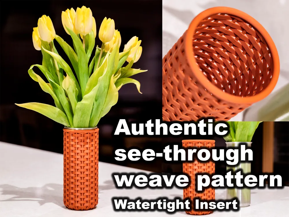 Watertight woven vase with basked weave texture - Free 3D Print Model ...
