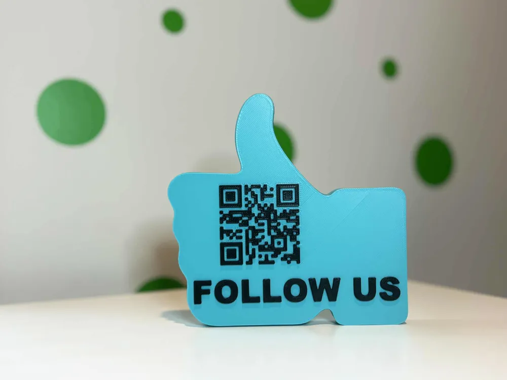 Thumbs Up Like button Customizable Text & QR Code - MakerWorld 3D Model ...