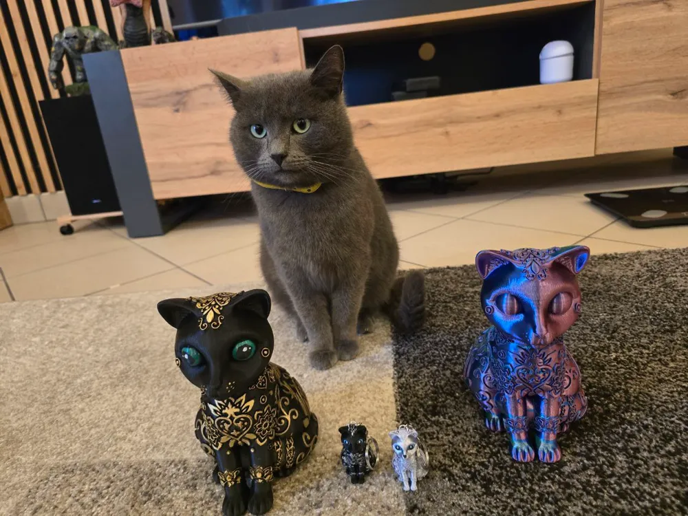 RUSSIAN BLUE CAT ORNAMENTAL FIGURE - Free 3D Print Model - MakerWorld