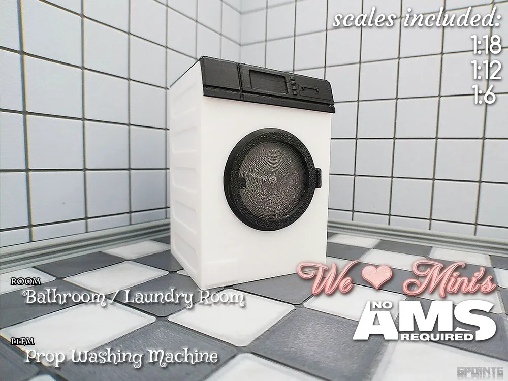Dollhouse - Prop Washing Machine V2 - Free 3D Print Model - MakerWorld