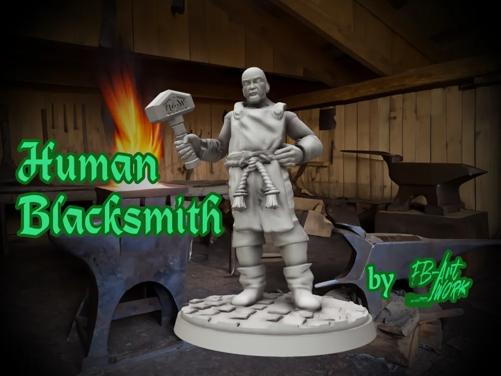 DnD Miniature Human Blacksmith by fb-artwork - MakerWorld