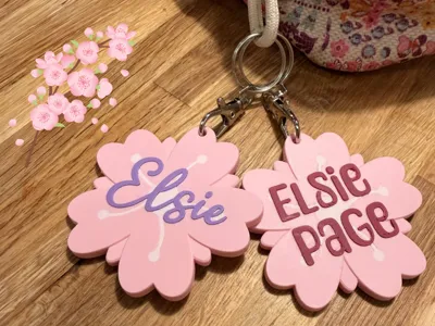 Sakura/Cherry Blossom Flower Customisable Keychain - Free 3D Print ...