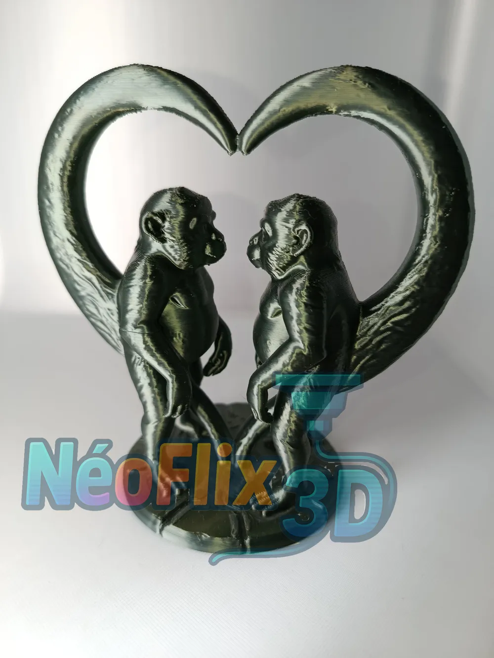 Loving Monkeys – 3D Heart Sculpture - Free 3D Print Model - MakerWorld