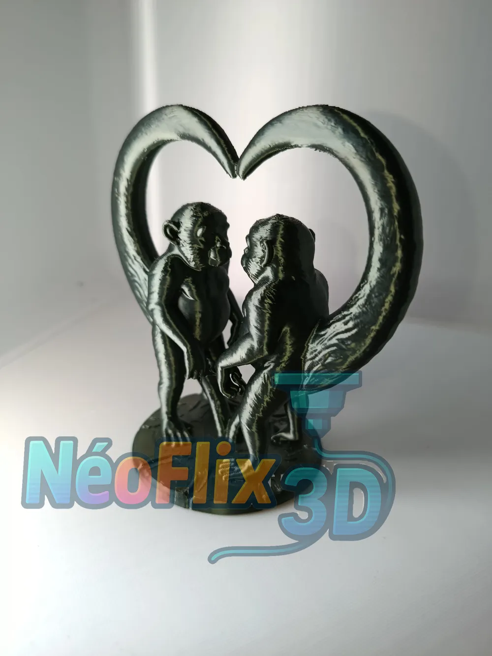 Loving Monkeys – 3D Heart Sculpture - Free 3D Print Model - MakerWorld