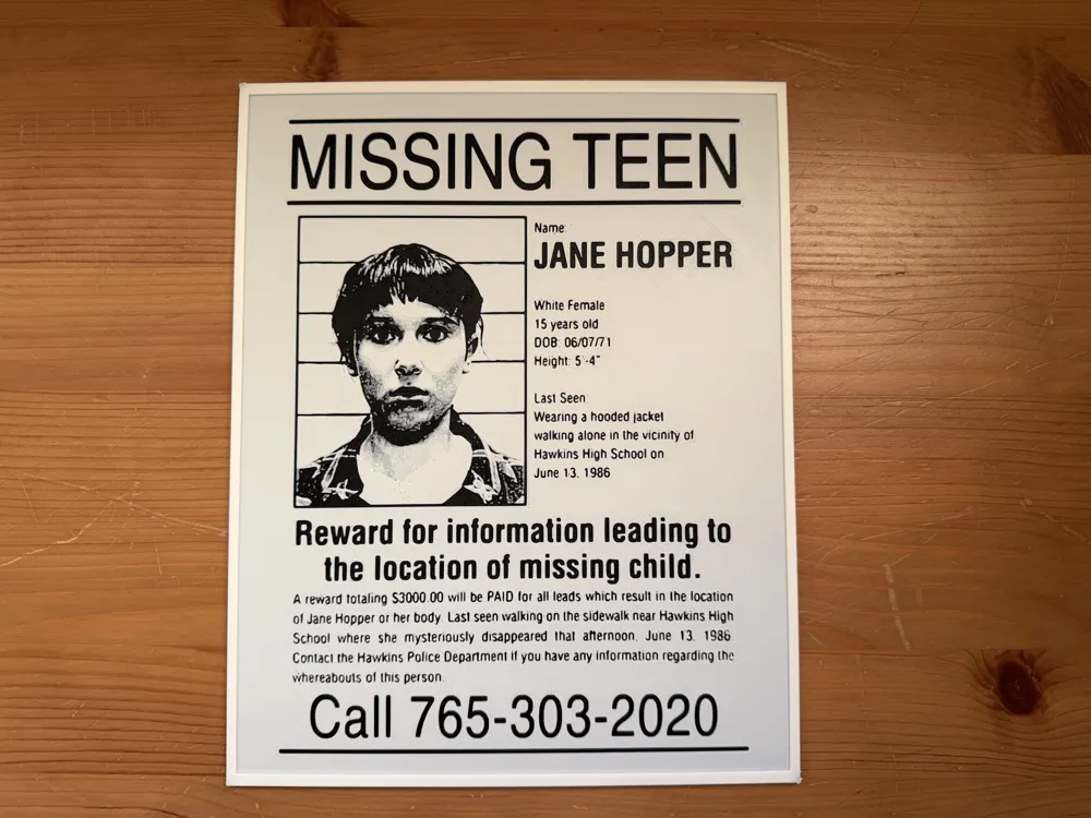 Missing Teen poster from Stranger Things - Free 3D Print Model - MakerWorld