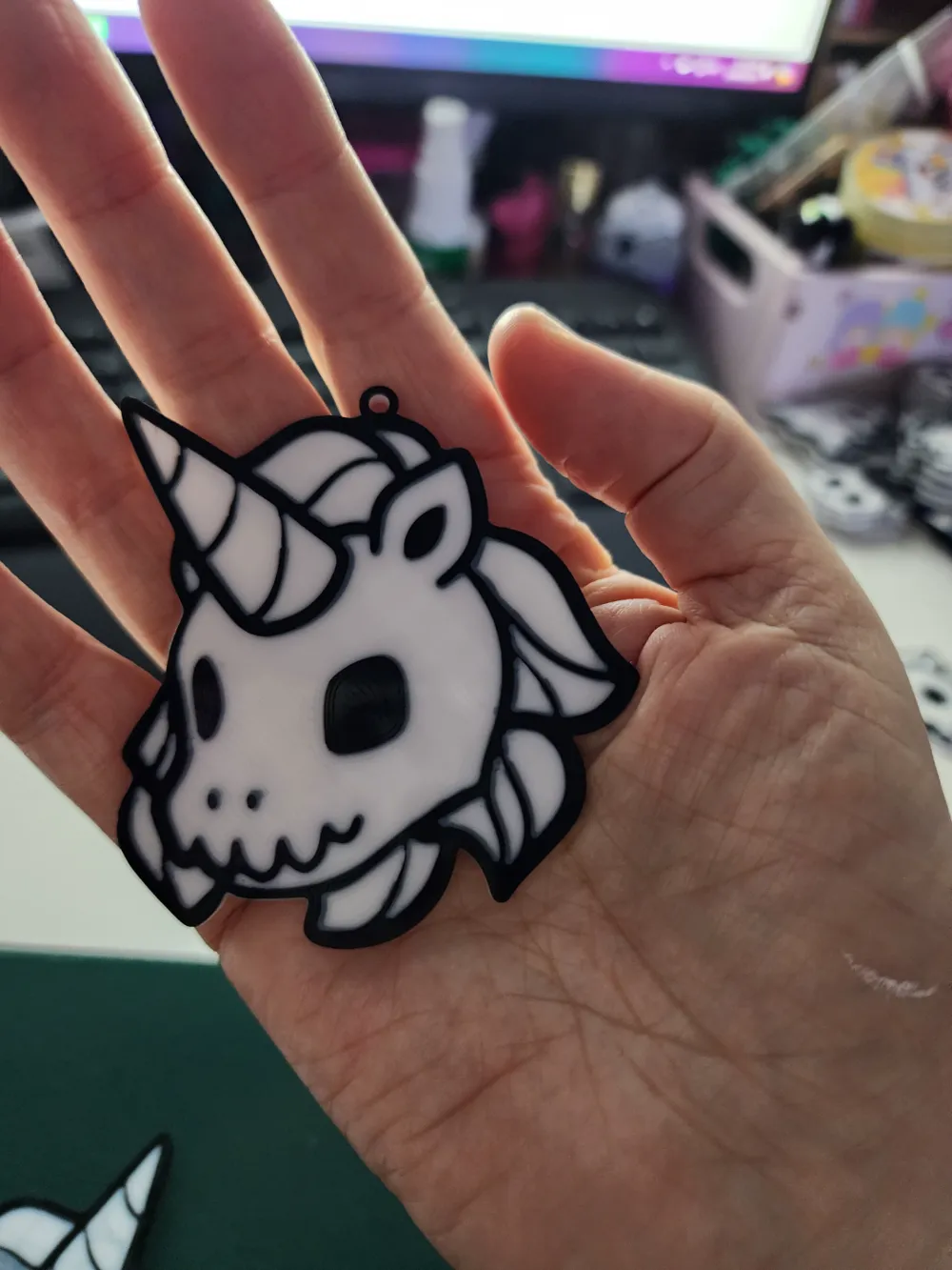 Spooky Unicorn Face Keyring - Free 3D Print Model - MakerWorld