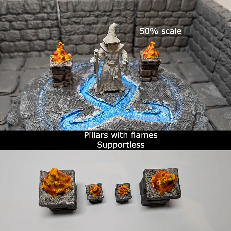 Pillars with flame - DND scatter terrain by Together 3D - MakerWorld