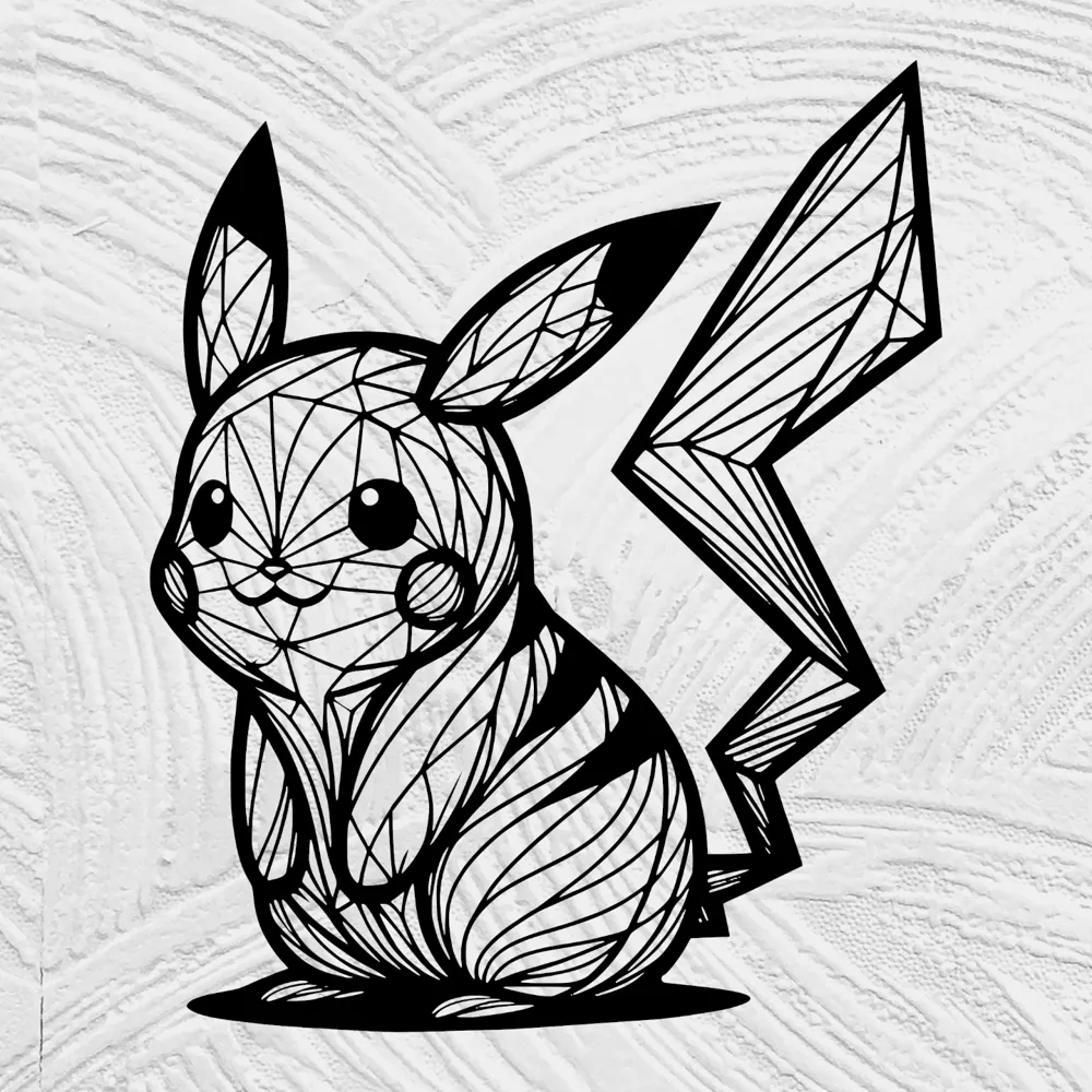 Flowing Line Art Pikachu v2 by The line art guy - MakerWorld