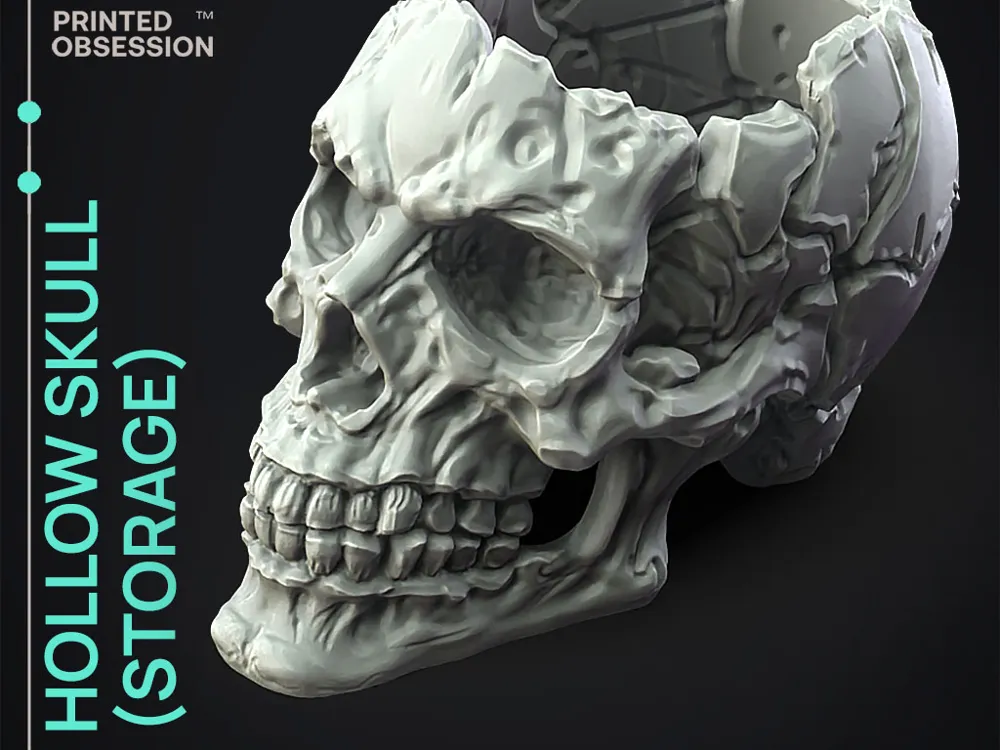 Hollow Skull - Pencil Holder - Décor by Printed Obsession MakerWorld: Download Free 3D Models