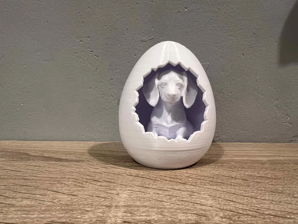 Happy Easter Egg with Dachshund, Sausage Dog - Free 3D Print Model ...
