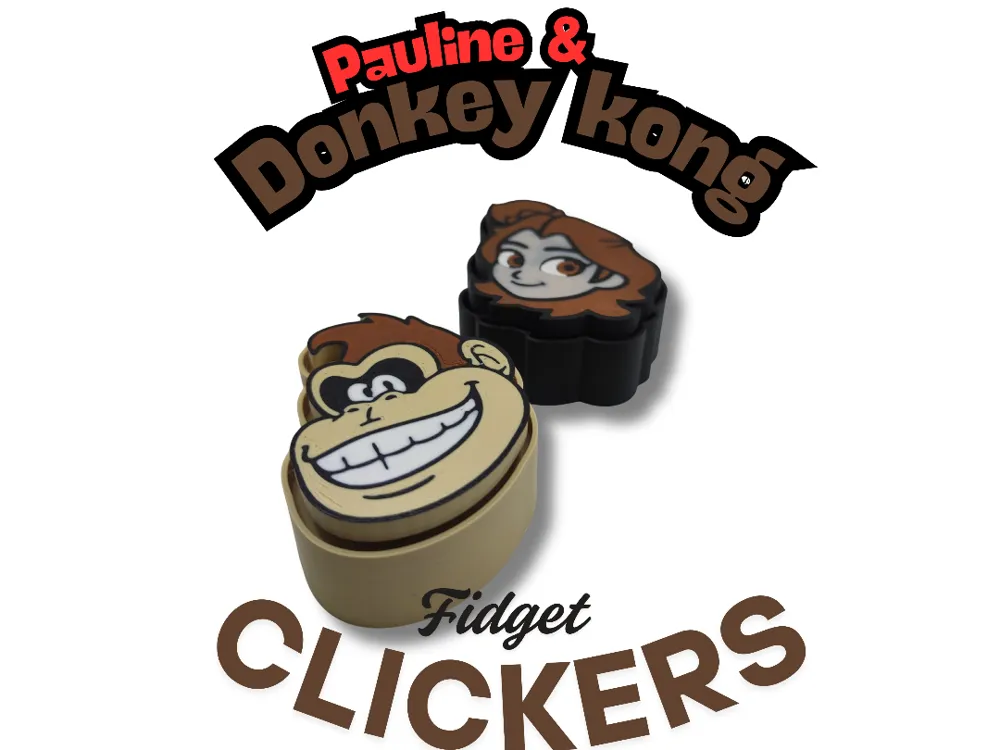 Donkey kong and kid Pauline Fidget Clickers - Free 3D Print Model ...