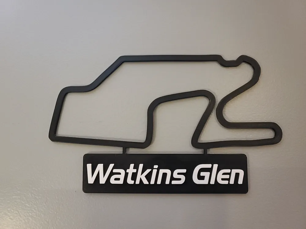 Watkins Glen Track Map with Nameplate Wall Art by dakjones82 - MakerWorld