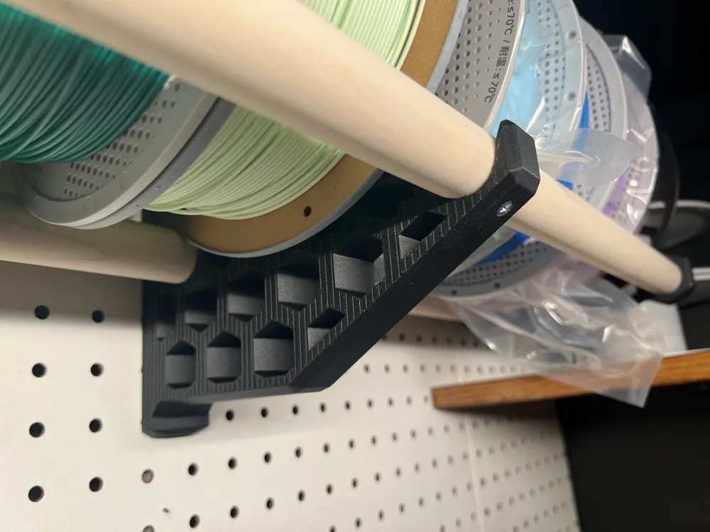 Filament spool shelf - pegboard mount Remixed by 10000ukuleles - MakerWorld