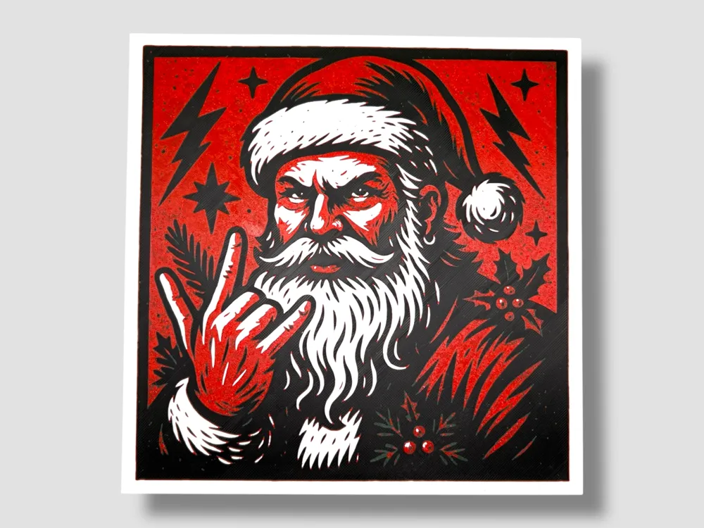 Heavy Metal Santa - Christmas Hueforge by Manic 3D Prints MakerWorld ...