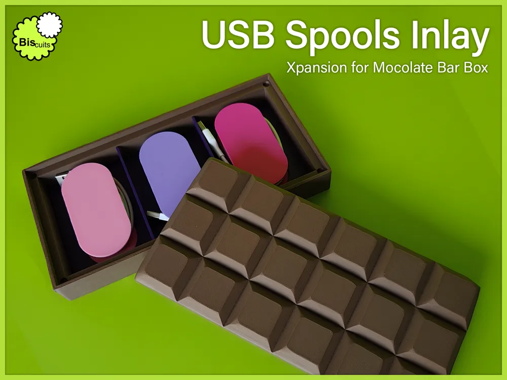 USB Cable Spool Xpansion for Mocolate Bar Box - Free 3D Print Model ...