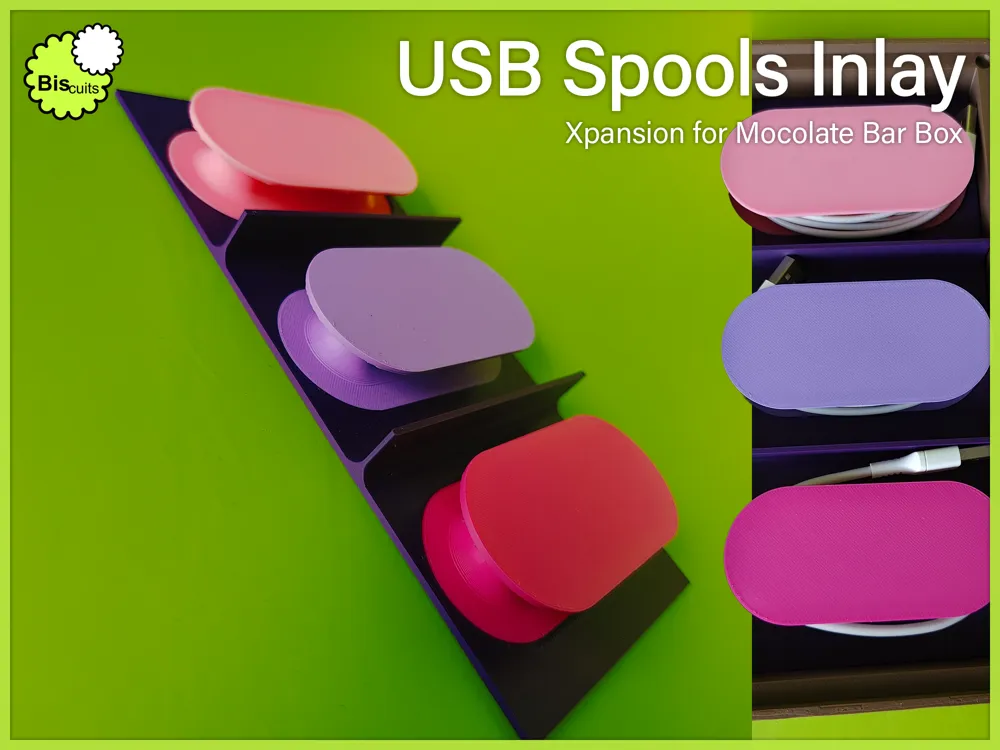 USB Cable Spool Xpansion for Mocolate Bar Box by Biscuits MakerWorld ...