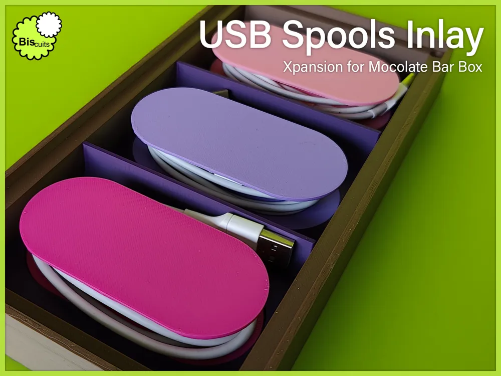 USB Cable Spool Xpansion for Mocolate Bar Box by Biscuits MakerWorld ...