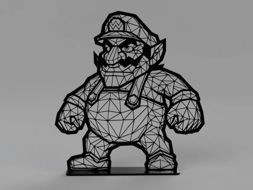 Low poly Wario with stand by Forest87 - MakerWorld