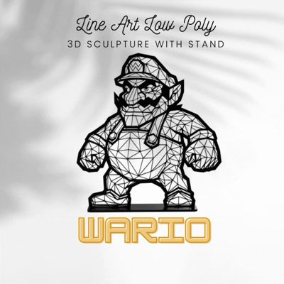 Low poly Wario with stand by Forest87 - MakerWorld