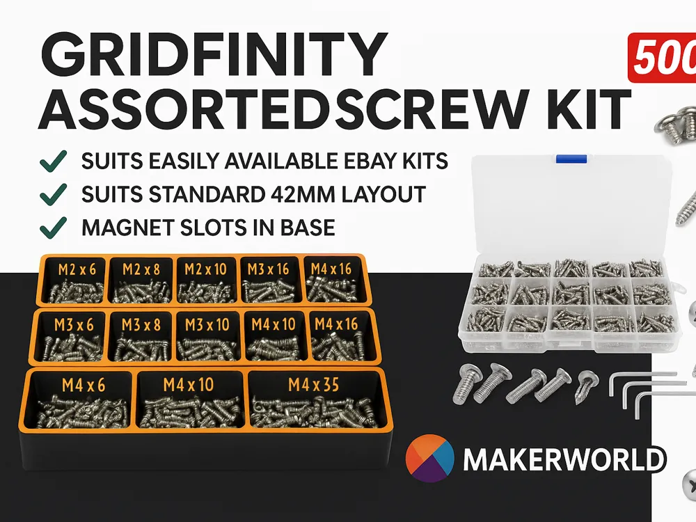 Gridfinity Set - Assorted Screw Kit by JCDesign MakerWorld: Download Free 3D Models