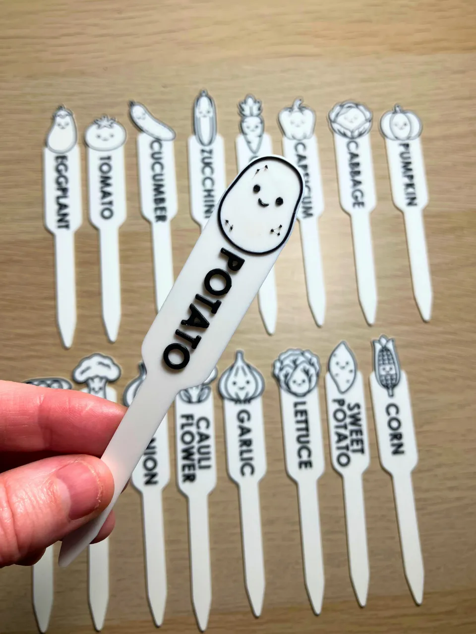 Cute Veggie Garden Stick Set - Free 3D Print Model - MakerWorld