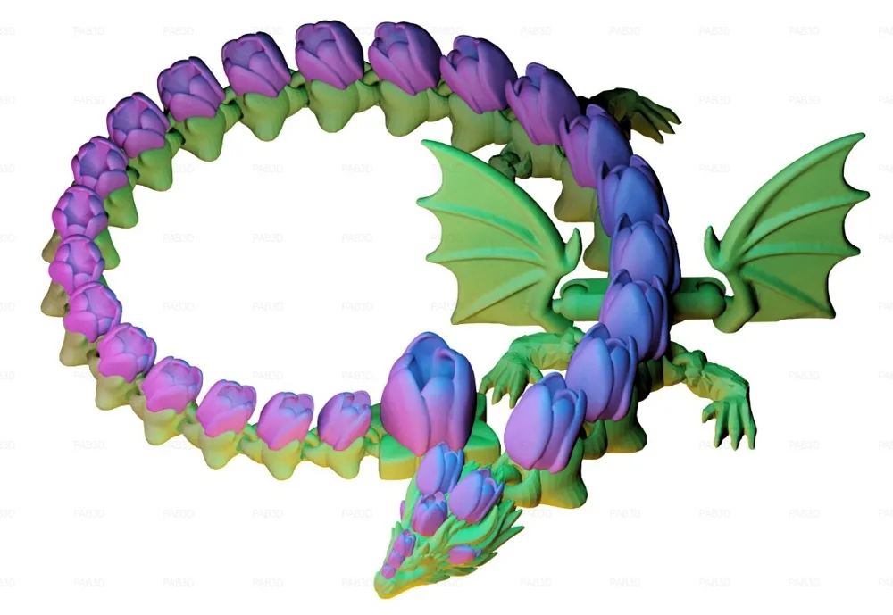 Articulated flexi dragon Tulips by PAB3D MakerWorld: Download Free 3D ...
