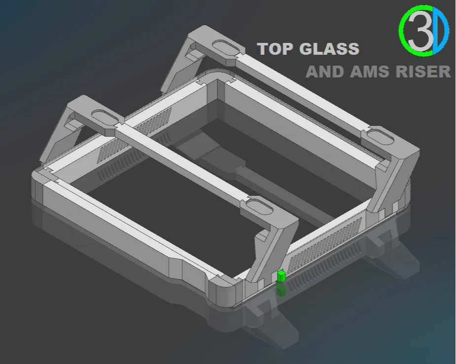 Top Glass and AMS Riser (X1C, P1P & P1S) by C3DMakerWorld: Download Free 3D Models