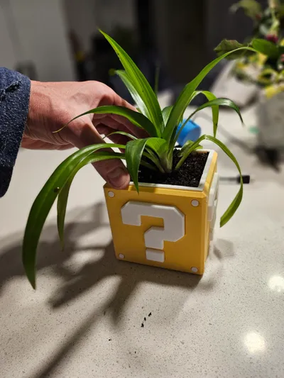 Super Mario Question Mark Self watering Planter by Tommy Gun - MakerWorld