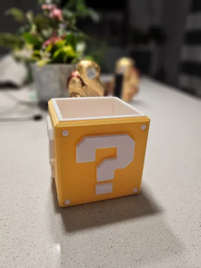 Super Mario Question Mark Self watering Planter by Tommy Gun - MakerWorld