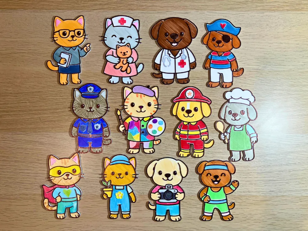 Gardener Cat & Exercise Dog Colouring Set by A*i*m*e*e*MakerWorld ...