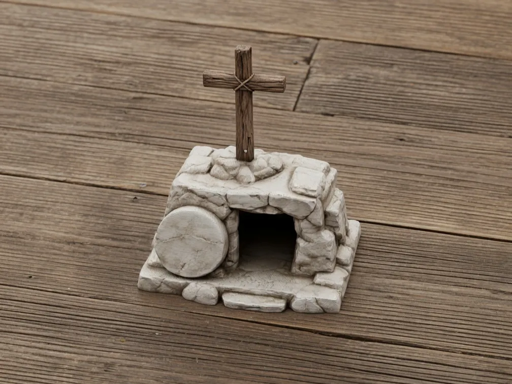 Jesus Christ Empty Tomb with Wooden Cross - Free 3D Print Model ...