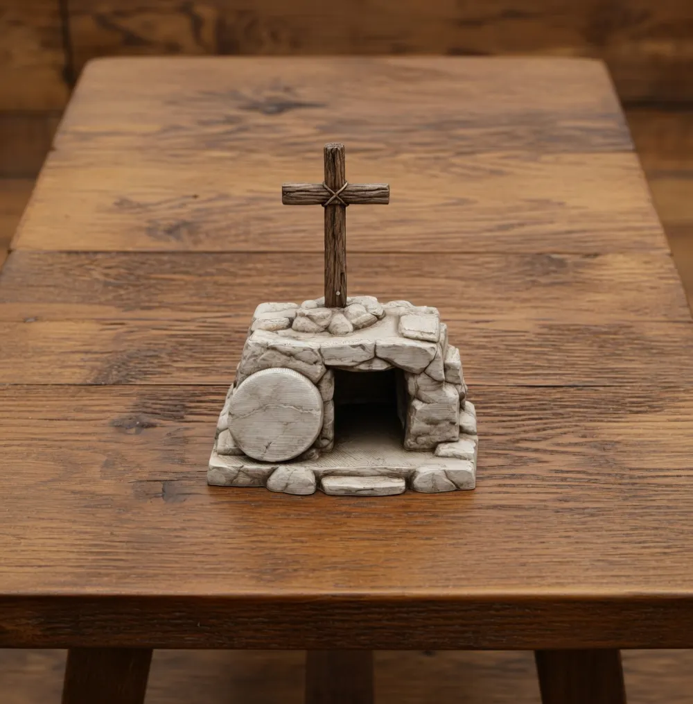Jesus Christ Empty Tomb with Wooden Cross - Free 3D Print Model ...