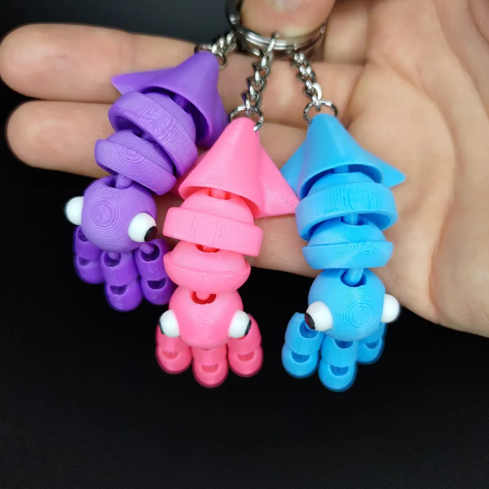 Flexi Cute Squid Keychain - Free 3D Print Model - MakerWorld