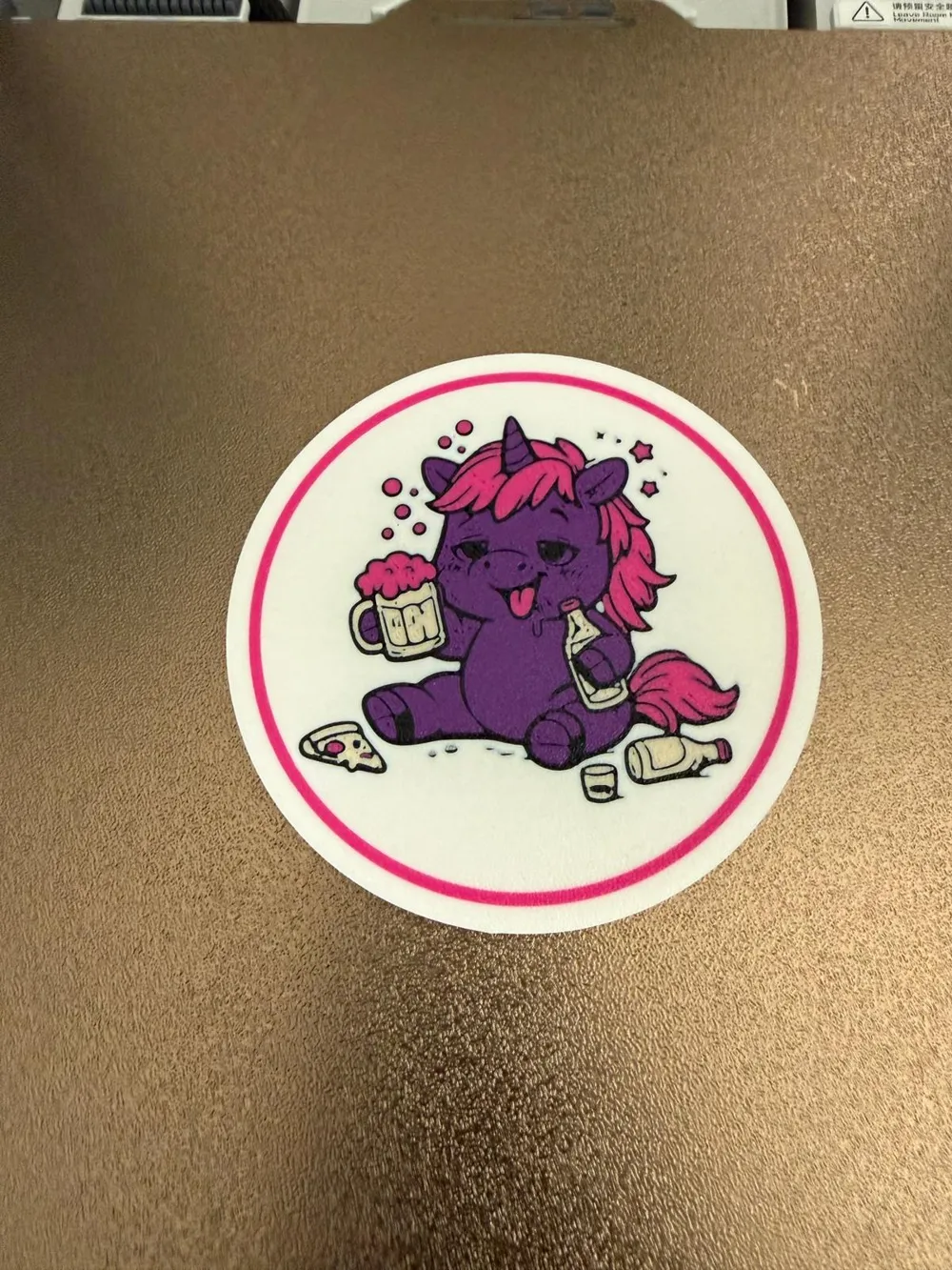 Drunken Unicorn Coaster - Free 3D Print Model - MakerWorld