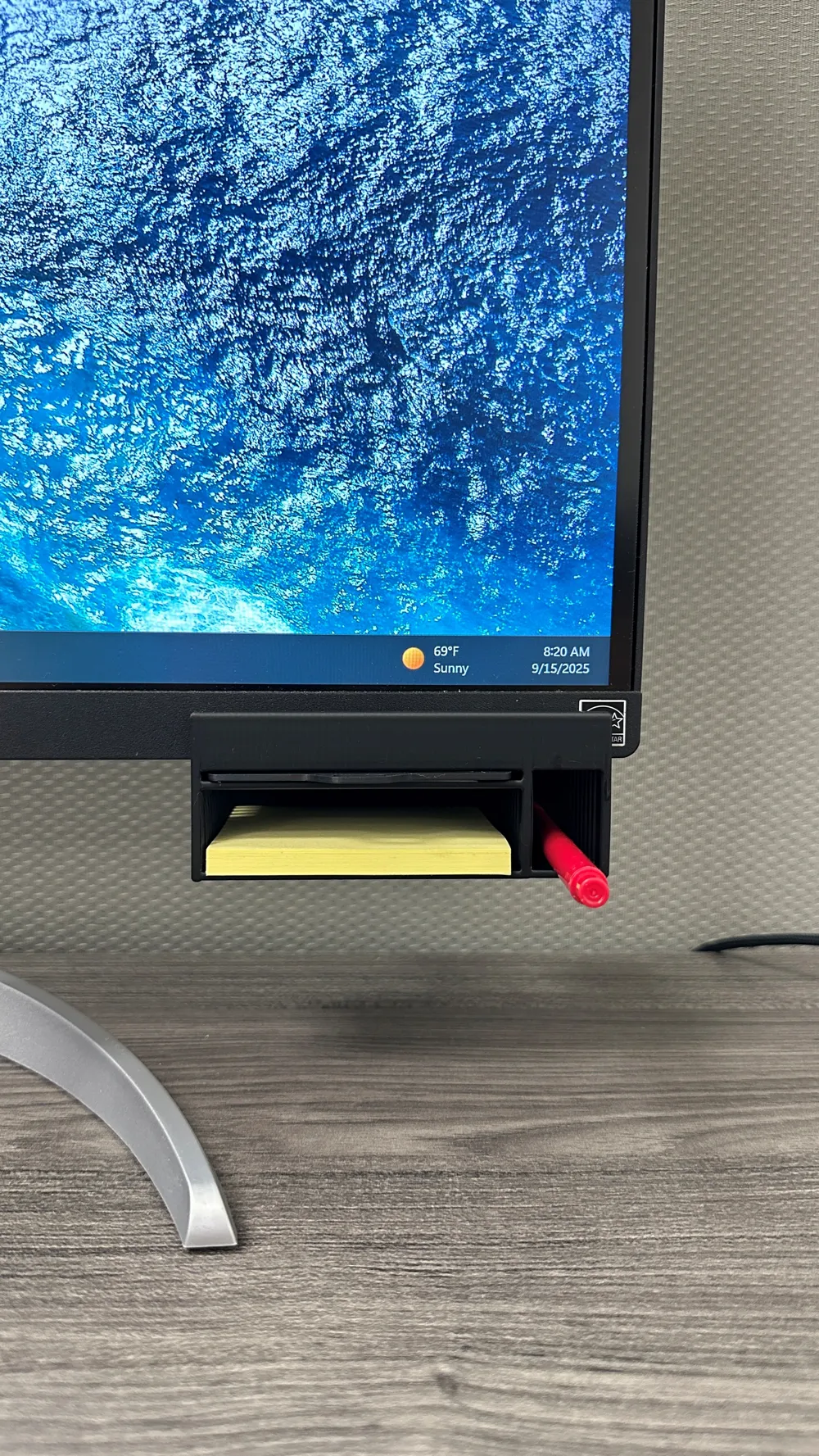 Under Monitor Sticky Note / Pen Holder W Template - Free 3D Print Model ...